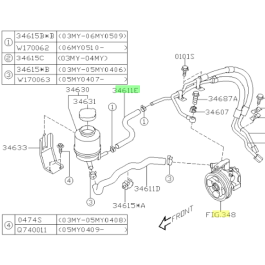 Subaru OEM Power Steering Return Hose - 34611SA000 (04-08 FXT)