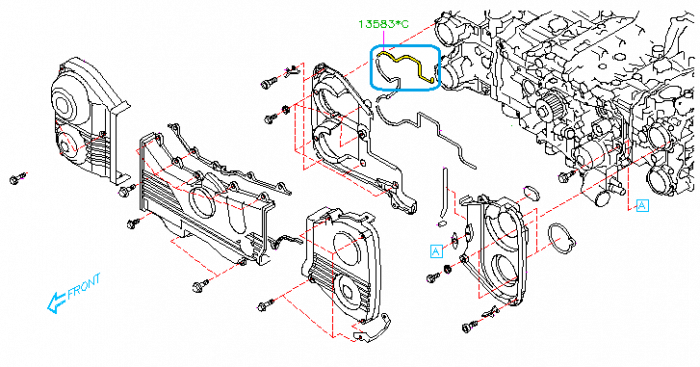 Subaru OEM Right Timing Cover Gasket - Upper EJ20/EJ25