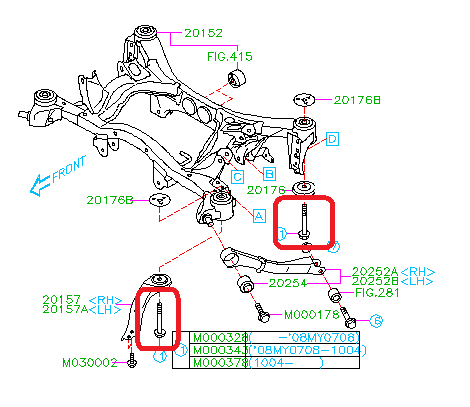 Subaru OEM Subframe Bolts